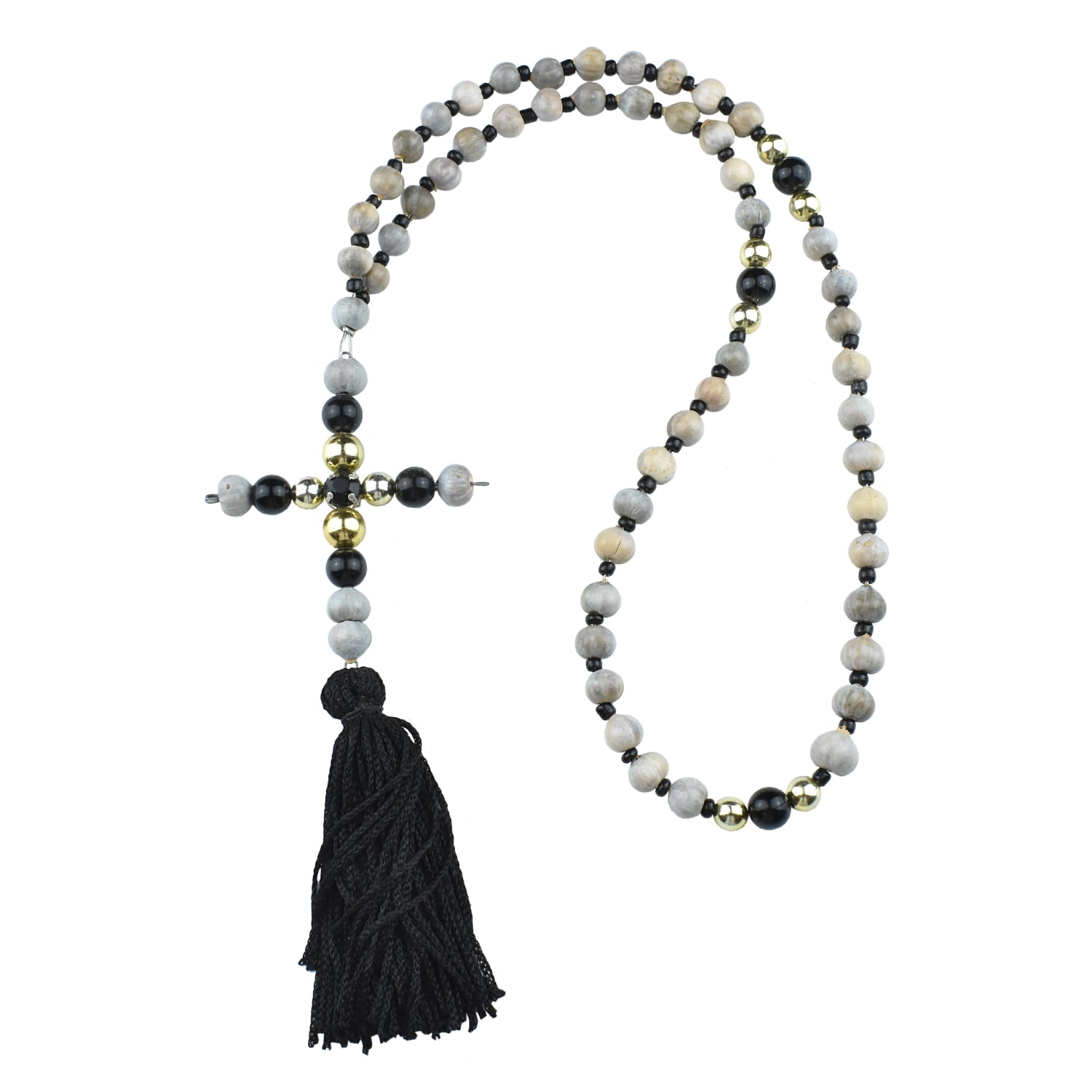 Mount Athos Monks' Orthodox Black Prayer Rope with 50 Beads of Mary's Tears