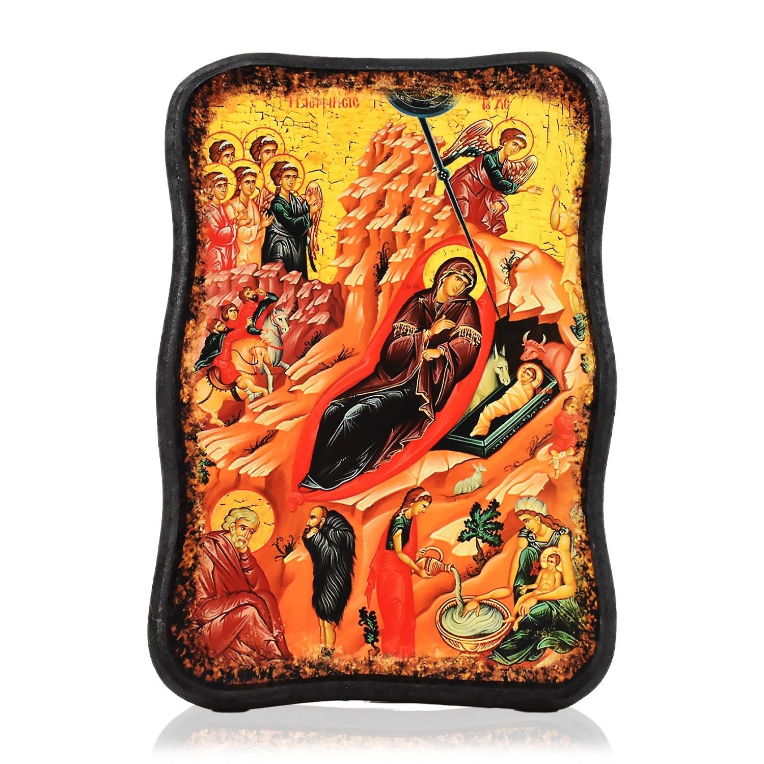 Unique Monastic Orthodox Wooden Icon – Birth of Christ